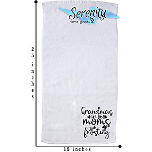 Mother's Day Gifts | Home Decor Decorative Kitchen and Bath Hand Towel | Farmhouse Grandmas Are Just Moms With Frosting | Spring Summer Garden Themed | White Towel Home Decorations | Nana Gift Present
