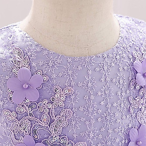 Lace Flower Girls Sequins Bowknot Tutu Dress for Kids Baby Christening Baptism Communion Birthday Party Formal Dress Toddler Infant Princess Pageant Wedding Bridesmaid Tulle Gowns Purple 12-18 Months