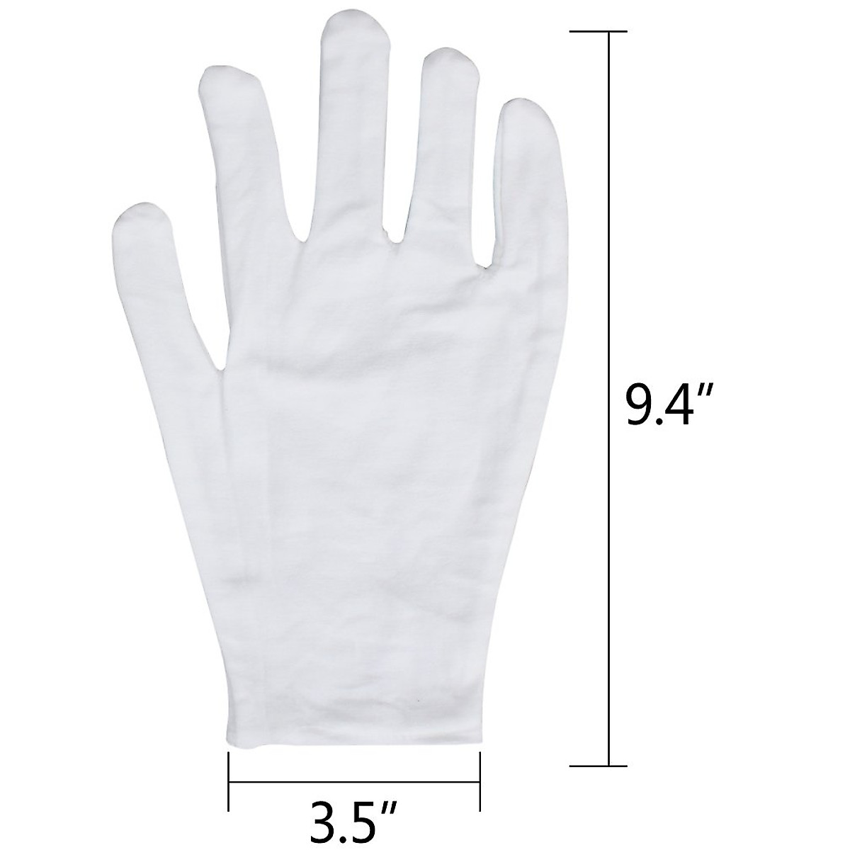 Amariver White Cotton Gloves, 6 Pairs 9.4'' Extra Large Size 12 Pcs Gloves