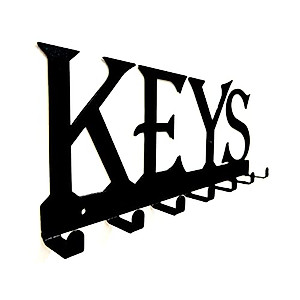 HeavenlyKraft Keys Black Metal Wall Mounted Key Holder Self Adhesive Hooks Keychain Holder Keychain Hanger Metal Key Holder self Adhesive Key Holder for Wall 27 X 11 X 3 cm