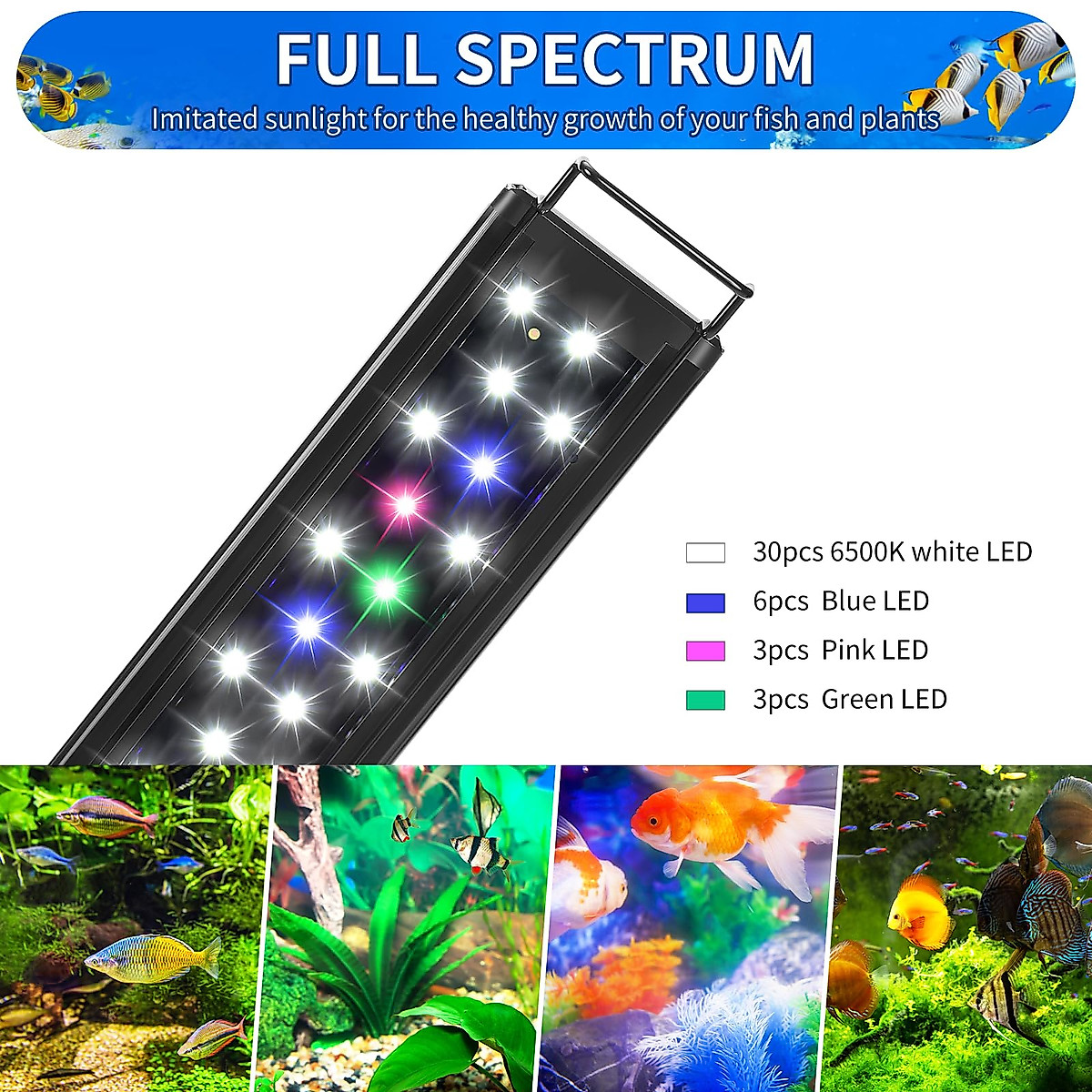 AQUANEAT LED Aquarium Light Full Spectrum for 18 Inch to 24 Inch Fish Tank Light Fresh Water
