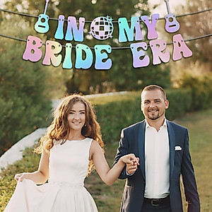 Iridescent In My Bride Era Banner, Bride to be Favors, Engagement Wedding Bridal Shower Bachelorette Party Decorations Supplies, Iridescent Glitter