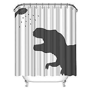 VividHome Animal Dinosaur Fabric Shower Curtain Dinosaur Silhouette Waterproof Polyester Fabric Bathroom Set with Hooks Animal Home Decor 72x72IN