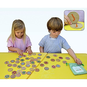The Freckled FROG-FF2999 Matching Pairs - Alphabet - Set of 52 - Ages 2+ - Wooden Memory Game for Preschoolers and Elementary Kids - Match Uppercase and Lowercase - Teach Letters, Words and Colors