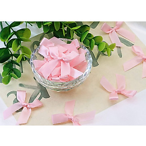 Shapenty Mini Satin Ribbon Bows Flowers Boutique for Sewing Scrapbook Card Making Wedding Christmas Gift Girls Dress Hair Accessories Decoration Crafting, 4x4cm,50PCS (Pink)