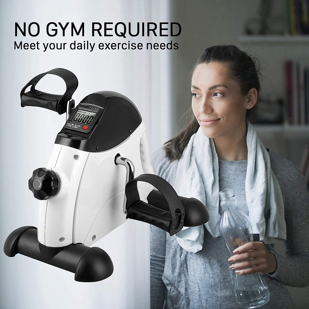 Mini Exercise Bike, Uten Under Desk Bike Pedal Exerciser, Peddler Exerciser, Portable Foot Cycle Arm & Leg Peddler Machine with LCD Screen Displays (White)