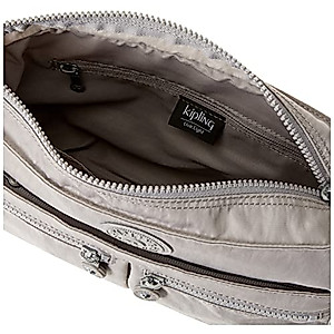 Kipling womens Women's New Angie Handbag, Lightweight Bag, Nylon Travel Crossbody Bag, Grey Gris, 10.5 L X 8 H X 2 D US