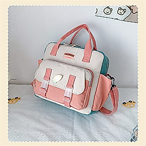 JELLYEA Kawaii Backpack Cute Tote Bag Girl School Crossbody Shoulder Bag with Kawaii Accessories Multi Purpose (Deep Pink)