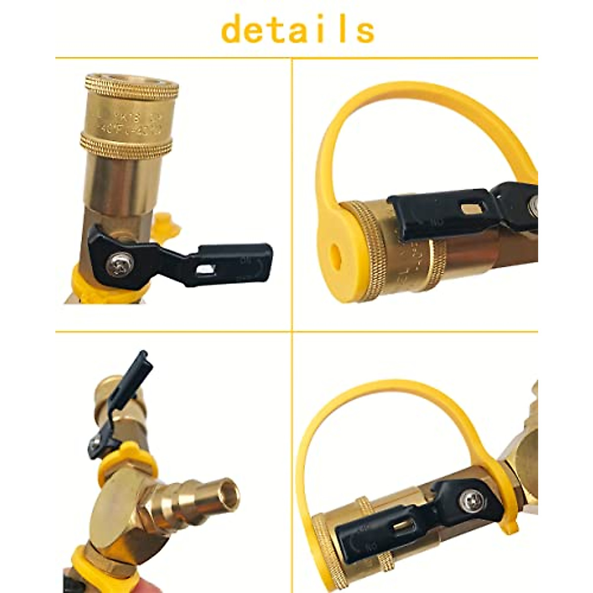 OTEHOO 1/4" RV Propane Quick Connect Y Splitter Adapter with Shutoff Valve for RV Trailer,2 Way LPG Or Natural Gas Adapter 1/4" Quick Connect or Disconnect Kit-Shutoff Valve & Full Flow Plug