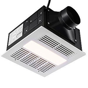 VEVOR Bathroom Exhaust Fan, 110 CFM Ventilation, 1.5sones Low Noise Operation, Remote Control, Cooling&Heating, LED Light 3000/4000/5000K, Airflow Speed&Light Brightness Adjustable, Timer