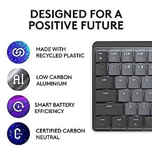 Logitech MX Mechanical Mini for Mac Wireless Illuminated Keyboard, Low-Profile Performance Switches, Tactile Quiet Keys, Backlit, Bluetooth, USB-C, Apple, iPad - Space Grey