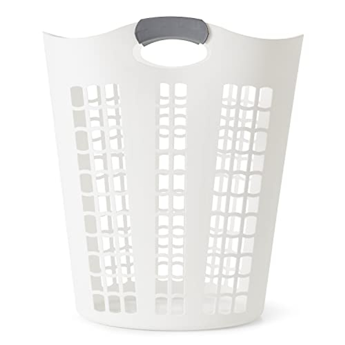 Gracious Living 91786-5C Easy Carry Flex 87.5 Liter Dirty Clothes Basket, Large Fully Ventilated Plastic Laundry Hamper Bin with Handles, White