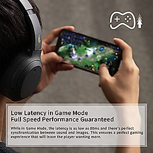 Edifier Bluetooth Headphones with Active Noise Cancelling, 49H Playtime Wireless Bluetooth Headset with Deep Bass Hi-Res Audio, Lightweight,Comfortable Ear Cups, for Travel, Home Office,W820NB,Black