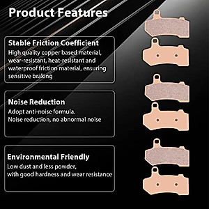 KLWZH Front and Rear Brake Pads for 2008-2018 Harley Touring FLHTCU Ultra Classic Electra Glide FLHX Street Glide 2008-2015 Road King Road Glide Electra Glide V-Rod Street Rod Night Rod