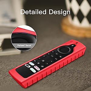 Fintie Silicone Case for Fire TV Stick 4K Max (2nd Gen)/Toshiba/Insignia/Pioneer/Fire TV 2-Series/4-Series/Omni Series TV Remote - Anti Slip Shockproof Cover for Alexa Voice Remote Enhanced, Red