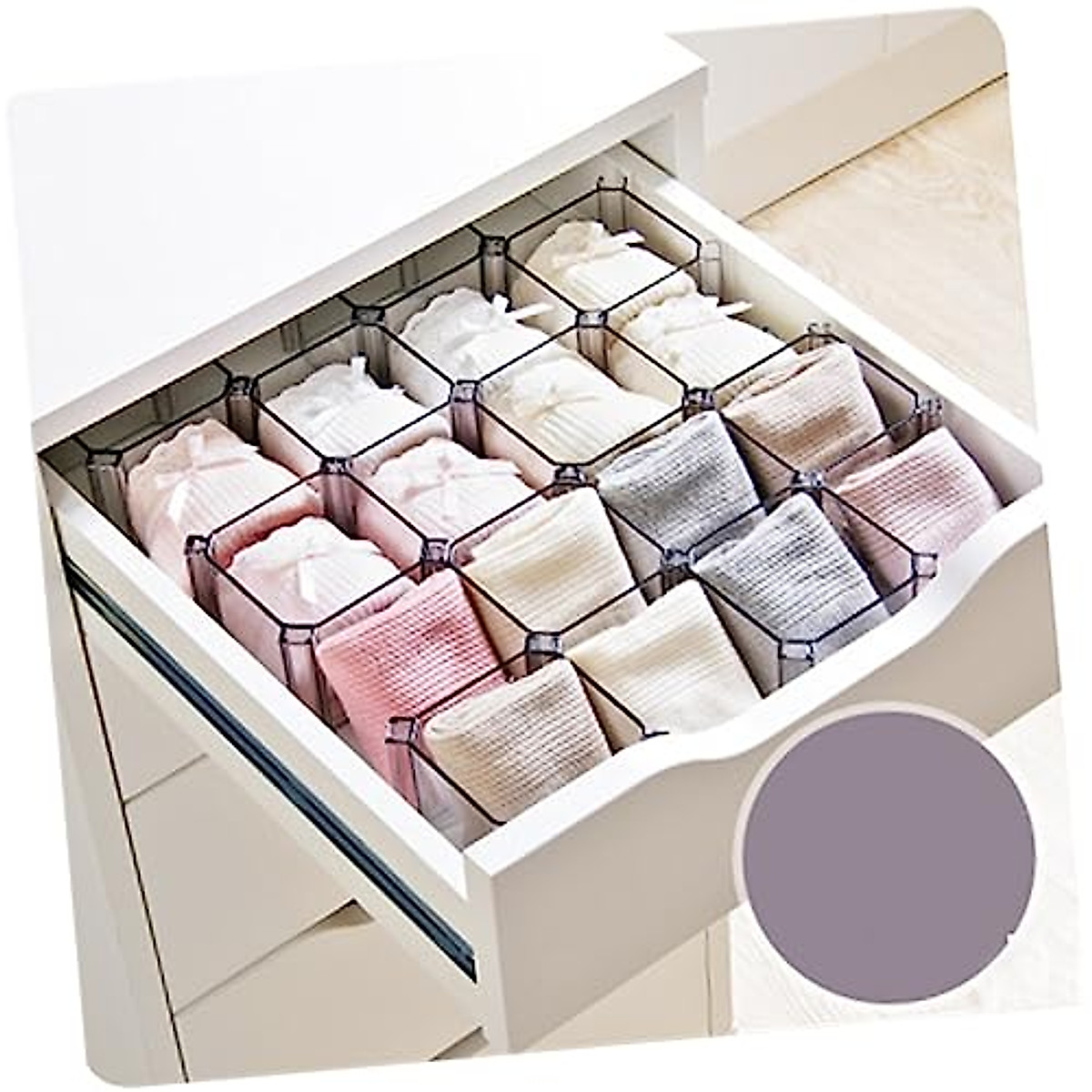 NOLITOY Desk Drawer 12 pcs Practical Holder Drawer Socks Container Grey Lattice Underwears Storage Home Type Organizer for Socks Storage Container