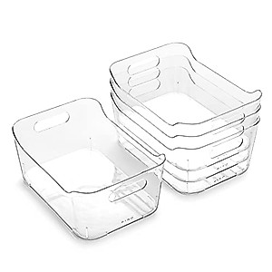 BINO | Plastic Organizer Bins, Small - 4 Pack | The SOHO Collection | Multi-Use Organizer Bins | Pantry Organizer & Freezer Organizer Bins | Plastic Storage Containers | Bins for Home & Kitchen Org