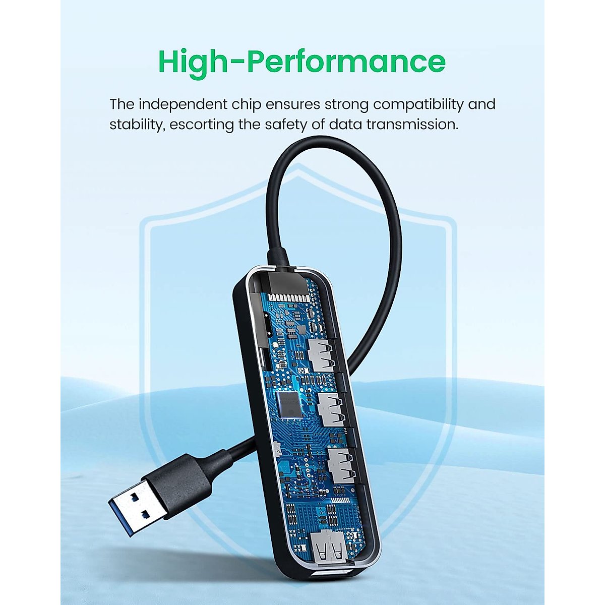 USB 3.0 Hub, 4 Port USB Hub Splitter USB Expander Compatible with MacBook Air, Mac Pro, iMac, Surface Pro, Laptop, PS4, XPS, Xbox, Flash Drive, HDD, Keyborad, Mouse