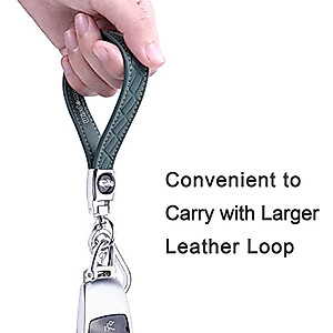 Wisdompro Microfiber Leather Car Keychain, Universal Key Fob Keychain Leather Key Chain Holder with 3 Keyrings and 1 Screwdriver for Men and Women - Blue-gray