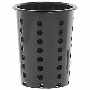 HUBERT® Flatware Cylinder Perforated Black Plastic- 4 1/2"Dia x 5 1/2"H