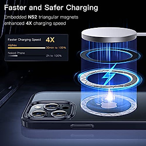 Alphex Official Color Match for iPhone 14 Pro Case, Compatible with MagSafe, 8FT Military Grade Shockproof Matte Slim Phone Cover Women Men 6.1 inch,Space Black