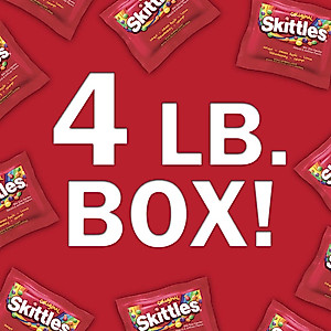 Skittles Original Fun Size Chewy Candy Bulk Individually Wrapped, Candy Bags for Party Favors - 4 Lb Bulk Box