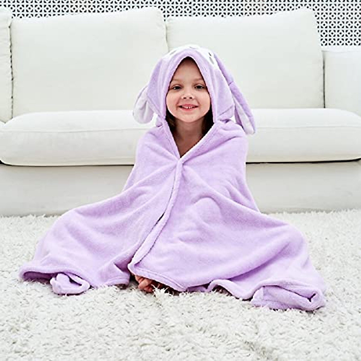 Vauwmsr Kids Hooded Beach Bath Towel Blanket Soft Warm Absorbent Swimming Poncho Shower Towel for Boys Girls, 55" x 28"