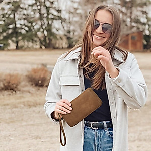 S-ZONE Wristlet Wallet for Women RFID Blocking Credit Card Holder Faux Leather Phone Wallet Purse Clutch