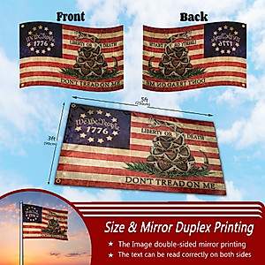 Hnjgno Dont Tread On Me Flag We The People 3x5 Ft 1776 Retro American Polyester Double Sided Mirror Printing Outdoor House Patriotic Banner Decorate Yellow (SRF-054)