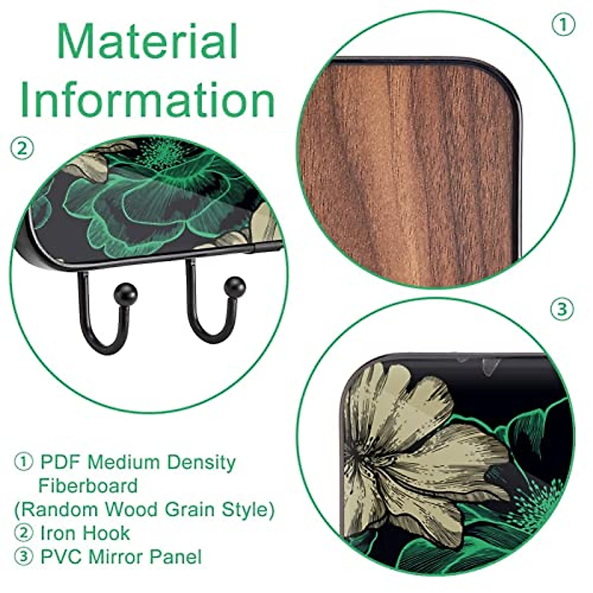 Adhesive Hooks Towel Hooks, Wall Hooks Stick on Bathroom/Kitchen/Bedroom Roses Dragonflies