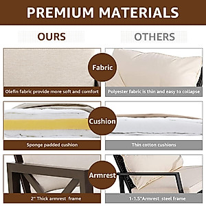 NATURAL EXPRESSIONS Patio Furniture Sets, 4 Pieces Outdoor Furniture Modern Metal Patio Sectional Sofa Conversation Set,2 Motion Rocking Chairs,6.5" Olefin Cushions for Yard,Porch,Poolside