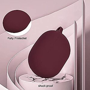 Beats Studio Buds Case Cover with Cute Bling Keychain,OLEBAND Silione Protective and Anti-Slip Earbds Cover for Beats Studio Charging Case,LED Visible,for Women and Girls,Burgundy