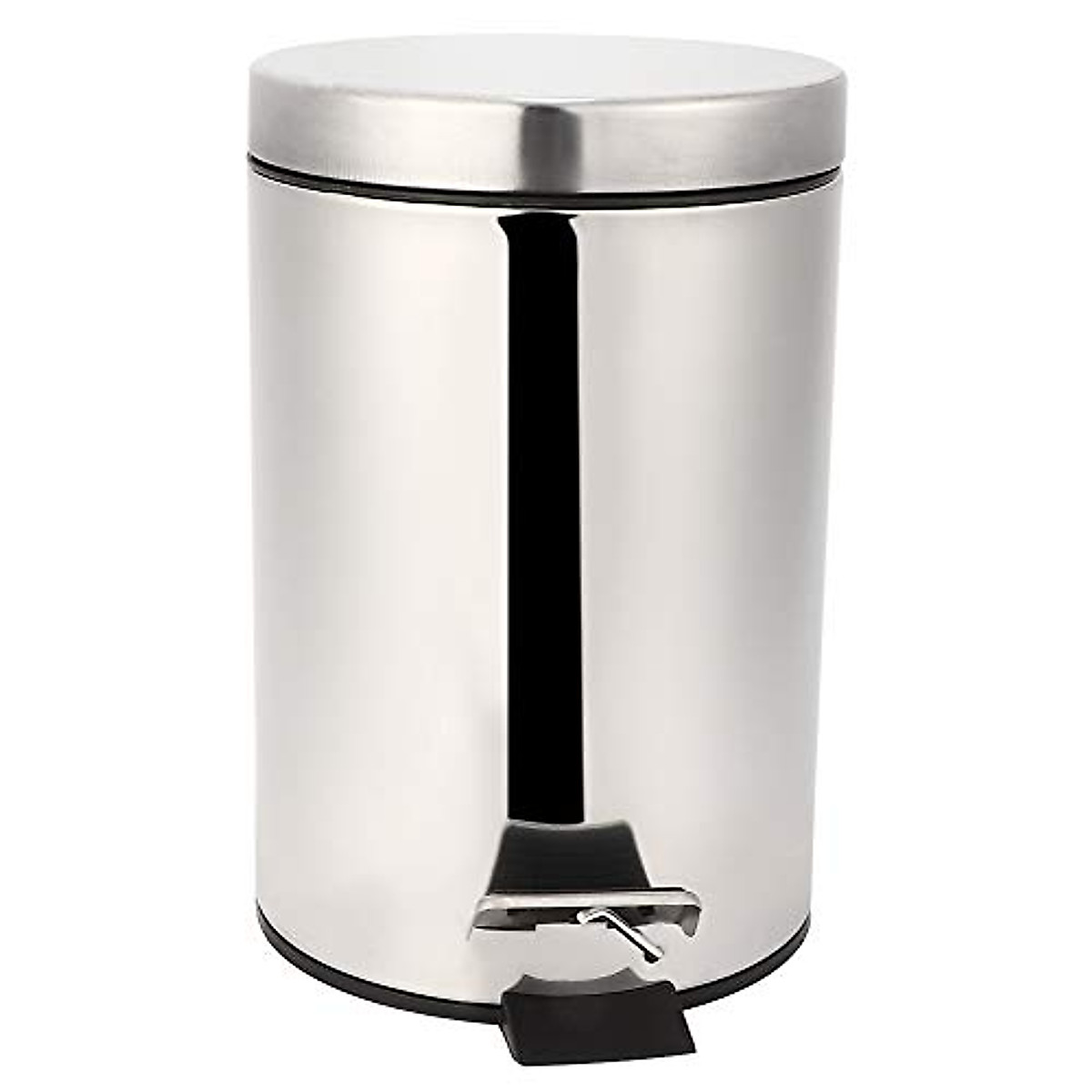Fdit 3L Rectangular Slim Profile Steel Step Pedal Trash Stainless Can Wastebasket Rubbish Garbage Dustbin for Home Bathroom Powder Room, Bedroom, Kitchen, Craft Room, Office - Removable Liner Bucket