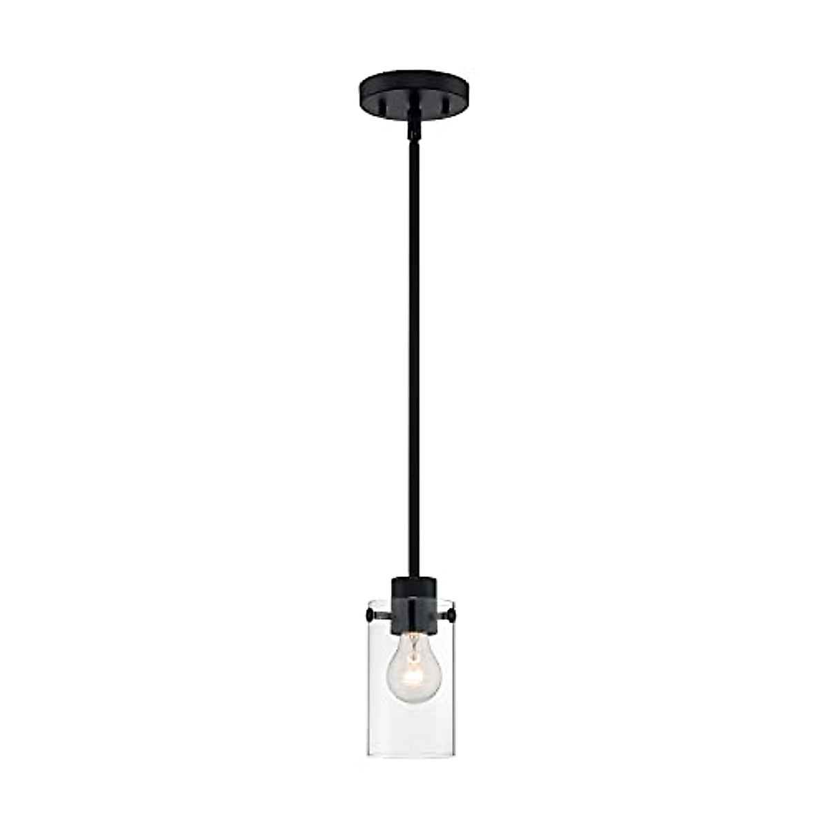 Nuvo 60/7270 Sommerset 1-Light Mini Pendant Fixture with Clear Glass - Matte Black Finish