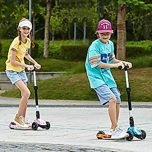 WeSkate Scooters for Kids, Foldable Scooter for Toddlers Girls & Boys, LED Lights Up 3 Wheels Scooter Adjustable Height, Lean to Steer, Great Gifts for Children Ages 3-12
