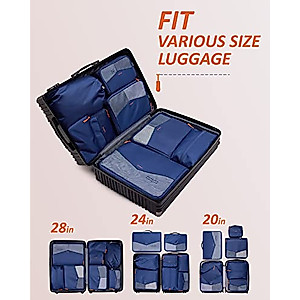 BAGSMART Packing Cubes for Suitcase, 8 Set Travel Packing Organizers Cubes, Lightweight Travel Cubes with Laundry Bag, Durable Luggage Suitcase Organizer Bag Set with Shoe Bag Blue