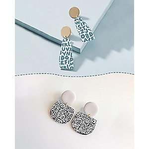 Puocaon Graffiti Silk Screen Stencils - 6 Pcs Reusable Polymer Clay Silk Screen Stencils, Cute Screen Stencils for Polymer Clay Earrings Making, Silk Screen for Transfer Patterns on Polymer Clay