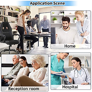 Office Chair Gaming Chair Desk Chair Ergonomic Computer High Back Rolling Executive Chair with Lumbar Support and Comfort Armrest Swivel PU Leather Task Cheap Office Chair for Men Women, Black