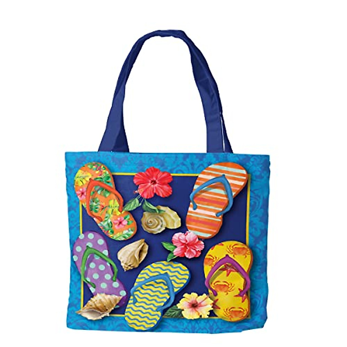 Briarwood Lane Paradise Flip Flops Summer Canvas Tote Bag 14.5" x 15"
