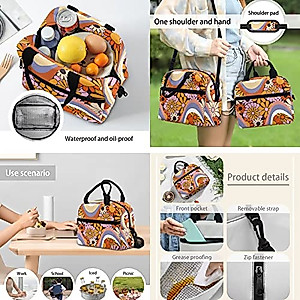 FUIBENG 4 Pcs Backpack for School,Abstract Hippie Groovy Flower Bookbag+Neoprene Insulated Water Bottle Holder With Adjust Strap Lunch Box +Pen Case Boys Girls Back to School Gift