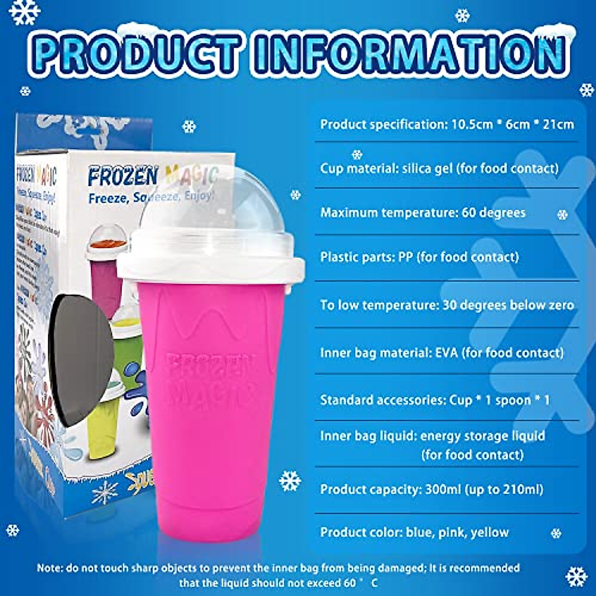 DIY Slushie Maker Cup,TIK TOK Magic Quick Frozen Smoothies Cup,Cooling Icee Maker slushie machine,Slushie Machine for Home Squeeze Slushie Cup,Homemade Milk Shake Ice Cream Maker Portable