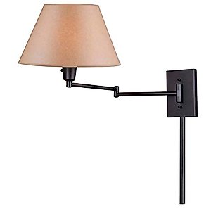 Kenroy Home 30110BLKP Simplicity Wall Swing Arm Lamp with Matte Black Finish, Modern Style, 14" Height, 15.5" Width, 25" Depth