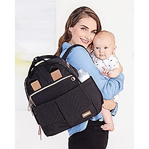 Skip Hop Diaper Bag Backpack: Suite 6-in-1 Diaper Backpack Set, Multi-Function Baby Travel Bag with Changing Pad, Stroller Straps, Bottle Bag and Pacifier Pocket, Black