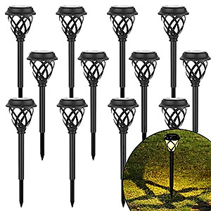 Glintoper 12 Pack Solar Outdoor Pathway Lights, Solar Powered Landscape Lights, Waterproof Decorative Lighting Solar Garden Lights for Lawn Patio Yard Walkway Deck Driveway, Warm White