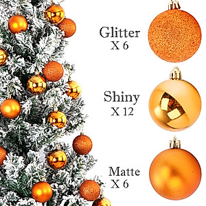 Emopeak 24Pcs Christmas Balls Ornaments for Xmas Christmas Tree - Mini Shatterproof Christmas Tree Decorations Hanging Ball for Holiday Wedding Party Decoration (Orange, 1.2"-3.1CM)