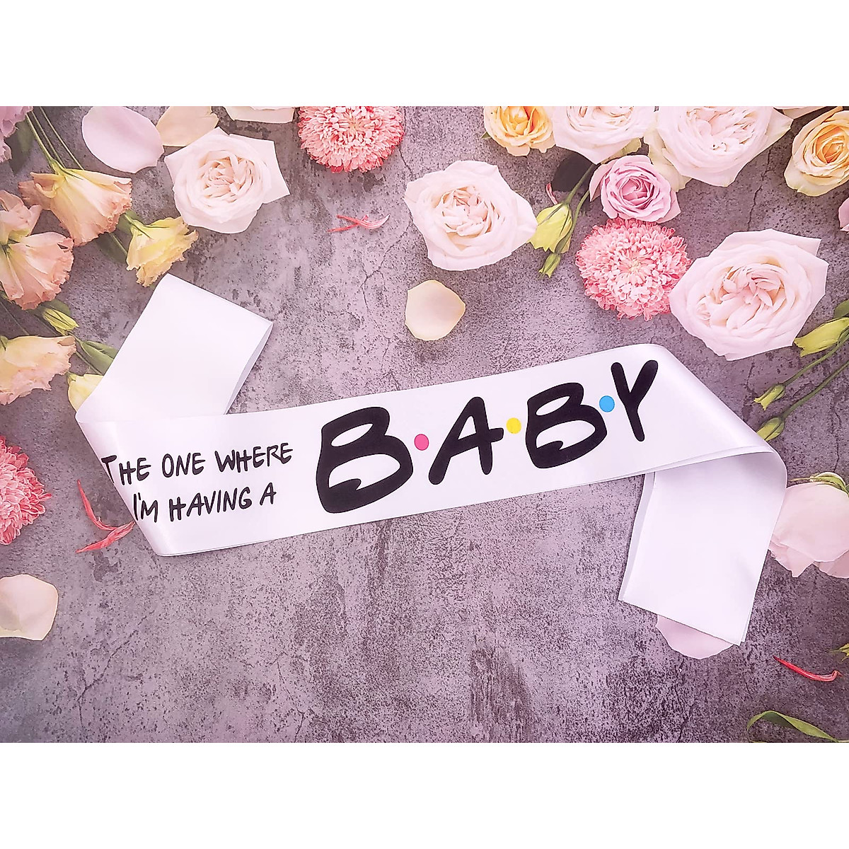 MONBISTY Mum to be Sash for Baby Shower,The one where I'm Having a Baby Sash Gift Ideal for Gender Reveal, Pregnancy Announcement, Welcome Baby,Pink or Blue Party Decorations