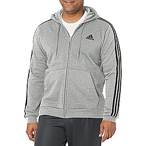 adidas Men's Essentials Fleece 3-Stripes Full-Zip Hoodie, Medium Grey Heather, 4X-Large