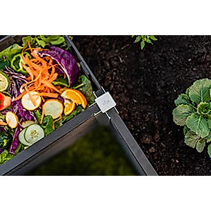 Vita Urbana 6 Foot x 6 Foot Embossed Vinyl Keyhole Garden with Composting Basket, Slate Grey, Gray, Woodgrain, PVC, BPA and Pthalate Free, VT17607