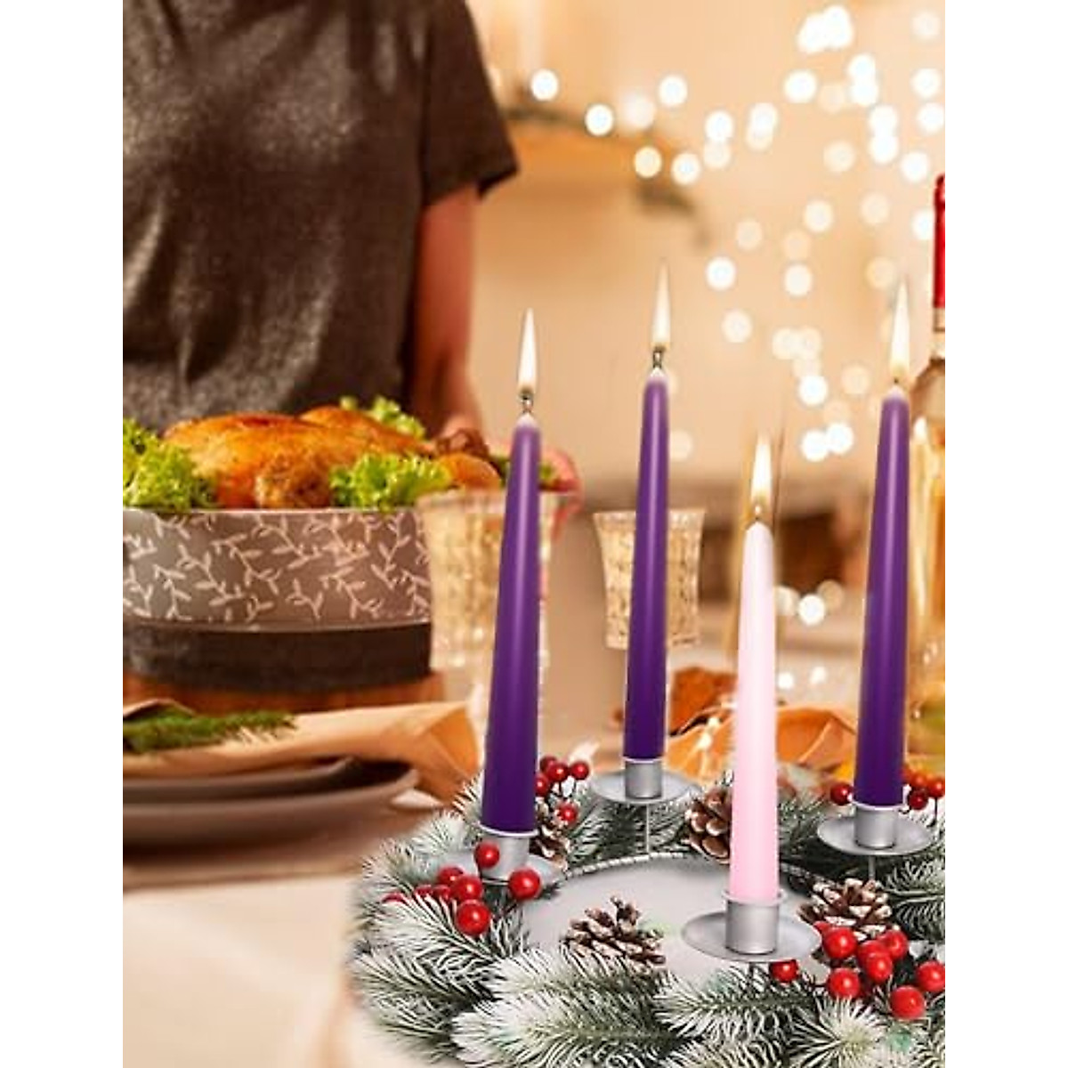 CLCYICEN 4 Pack Christmas 10in Unscented Advent Candles for Seasonal Celebrations, Holidays, Church, Celebration, Party