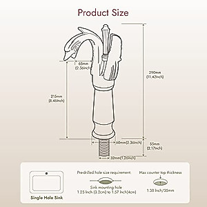 Cinwiny Swan Faucet Matte Black Bathroom Vessel Sink Faucet Single Handle One Hole Tall Lavatory Basin Tap Mixer Deck Mount Bird Faucet